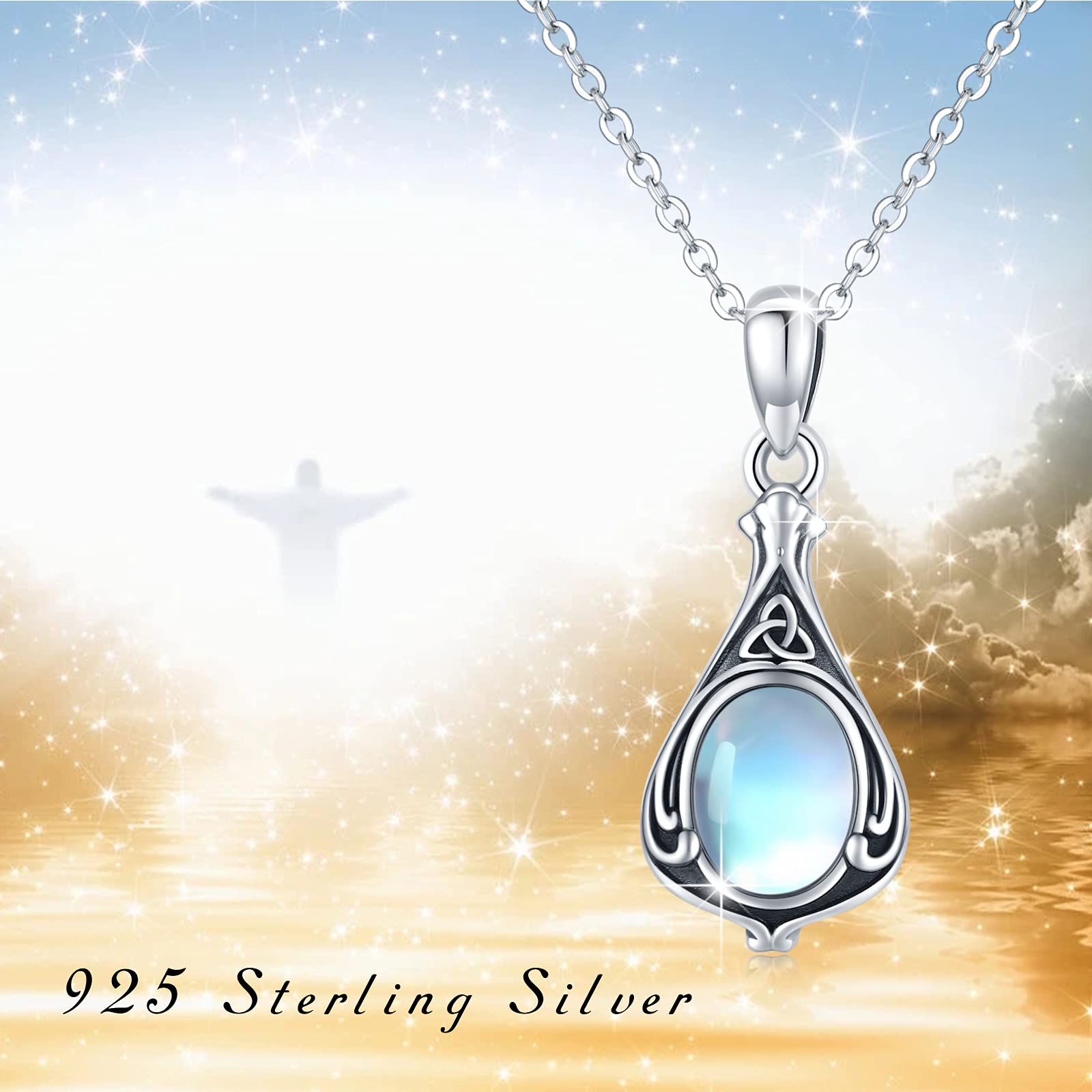 TUGHRA Cremation Jewelry for Ashes for Women 925 Sterling Silver Urn Necklaces for Human Ashes Moonstone Memorial Necklaces for Ashes Keepsake Jewelry Gifts