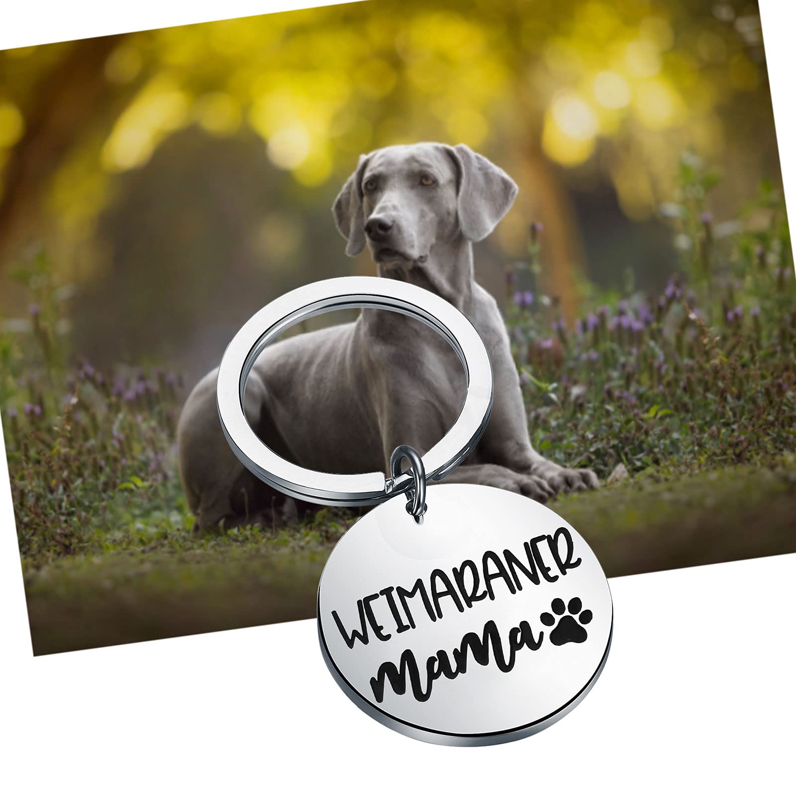 Weimaraner Dog Mom Gift Weimaraner Mama Keychain Weimaraner Lover Weimaraner Dog Owner Gift for Her (Weimaraner Mama K)