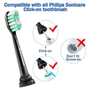 Aoremon Replacement Heads for Sonicare - Replacement Brush Heads Compatible with Philips Sonicare Snap-on Electric Toothbrush (Black),8 Pcs