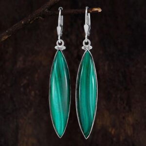 925 Sterling Silver Natural Malachite Handmade Drop & Dangle Earrings For Women, Mother's Day Gifts For Mom Wife Sister Her