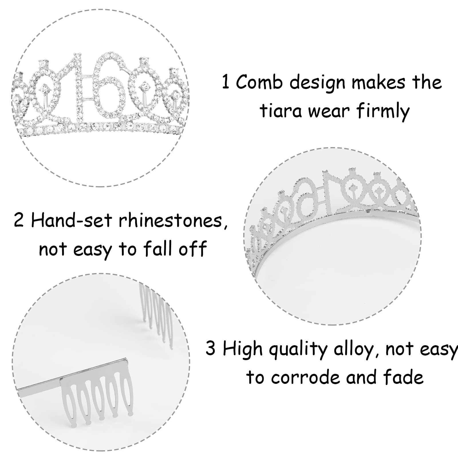 16th Birthday Tiara and Sash Kit- Silver "Sweet 16"Birthday Decorations 16th Birthday Party Gifts Birthday Party Supplies for Girls (silver)