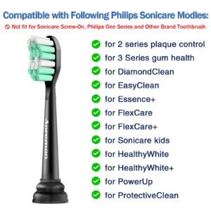 Aoremon Replacement Heads for Sonicare - Replacement Brush Heads Compatible with Philips Sonicare Snap-on Electric Toothbrush (Black),8 Pcs