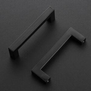 Ravinte 25 Pack Black Cabinet Pulls 4 Inch Square Cabinet Handles Matte Black Kitchen Hardware for Cabinet Square Drawer Pulls