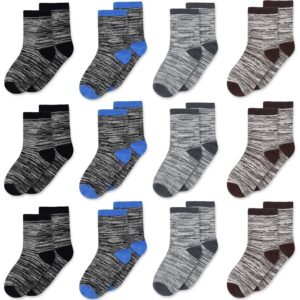 sptramle boys socks, ankle crew socks for toddler kids boys girls(7-10 years old), 12 pairs athletic half cushion ankle socks set