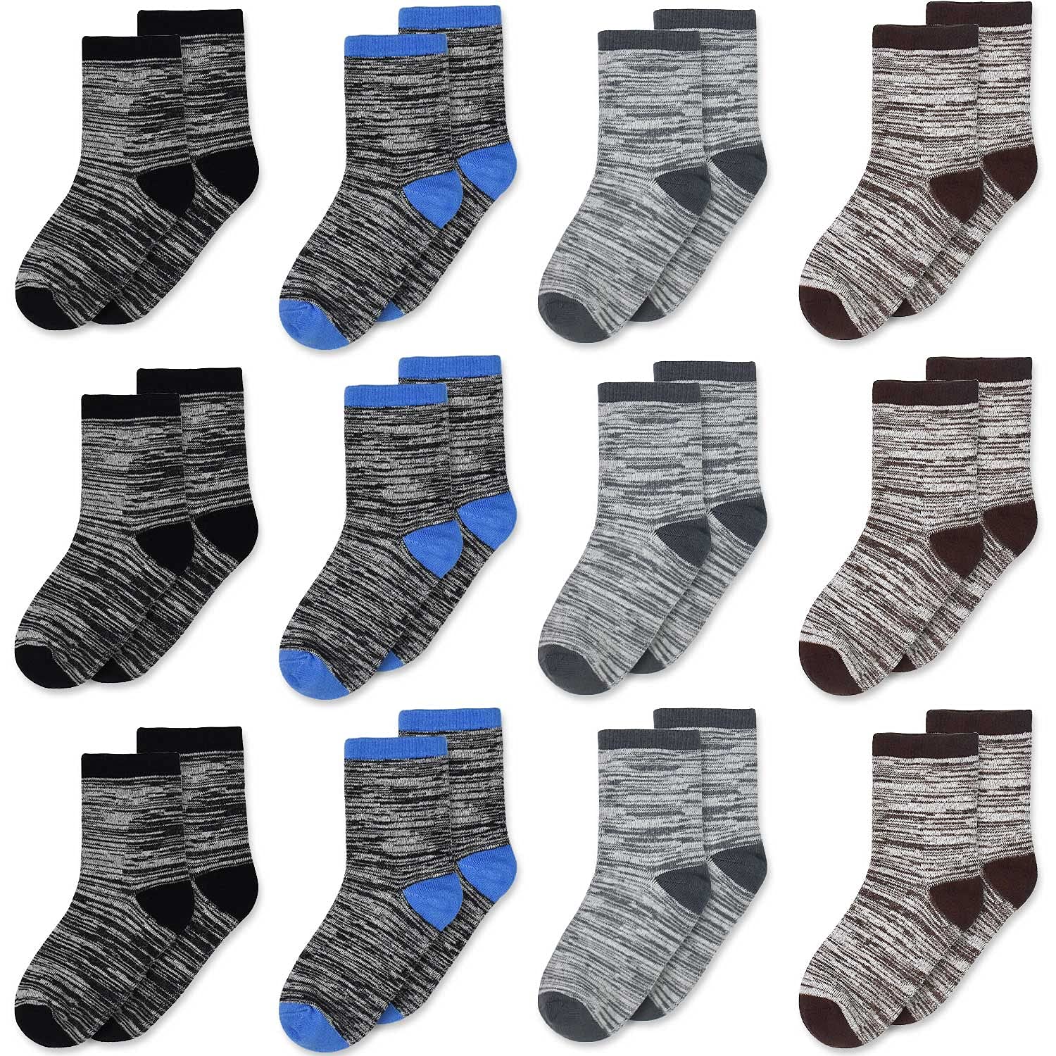 SPTRAMLE Boys Socks, Ankle Crew Socks for Toddler Kids Boys Girls(7-10 Years Old), 12 Pairs Athletic Half Cushion Ankle Socks Set