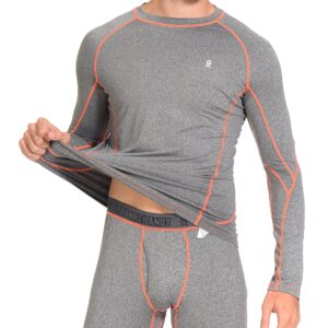 Little Donkey Andy Men's Thermal Underwear Set Performance Base Layer Wicking Active Long Johns Top & Bottom with Fly Gray XL