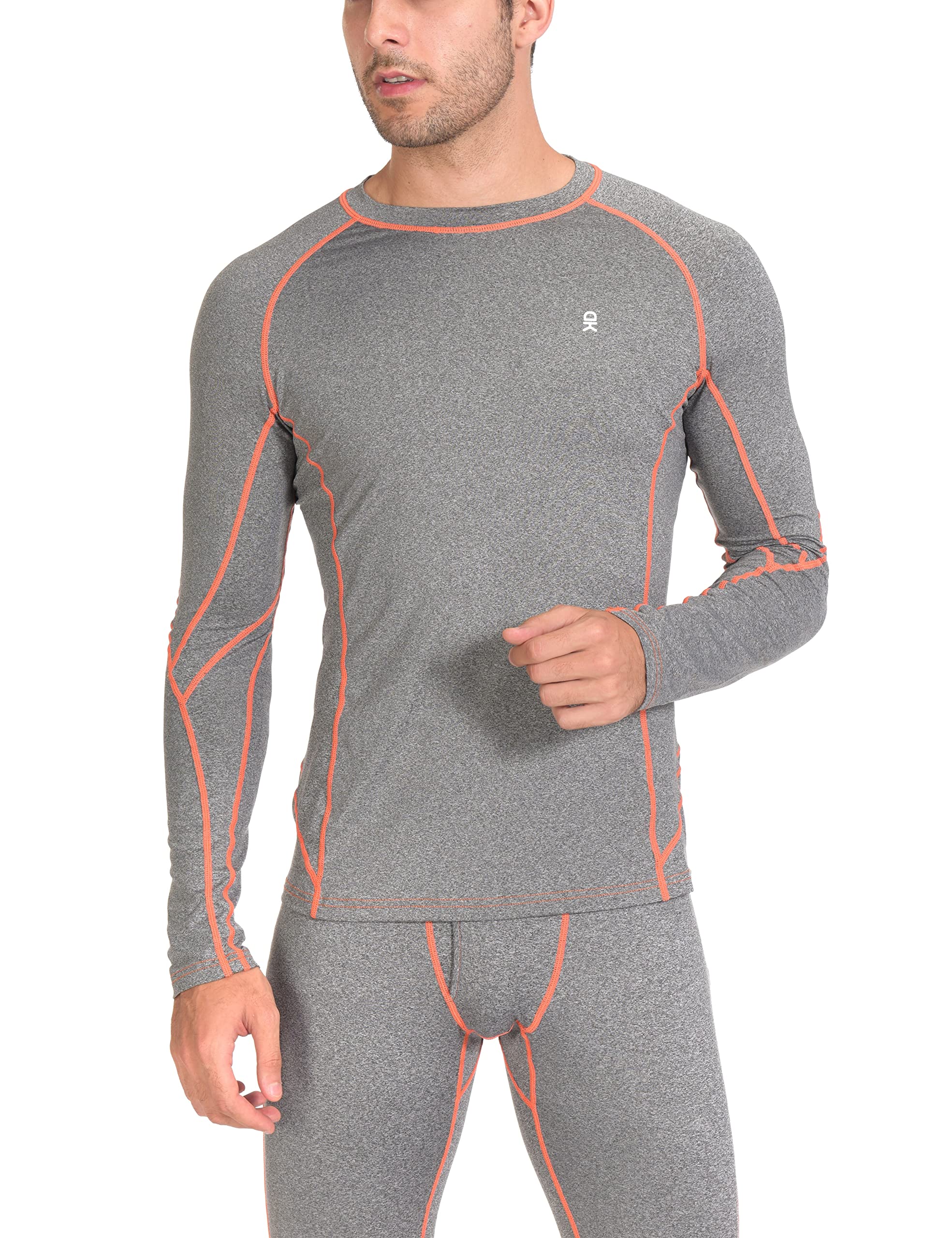 Little Donkey Andy Men's Thermal Underwear Set Performance Base Layer Wicking Active Long Johns Top & Bottom with Fly Gray XL