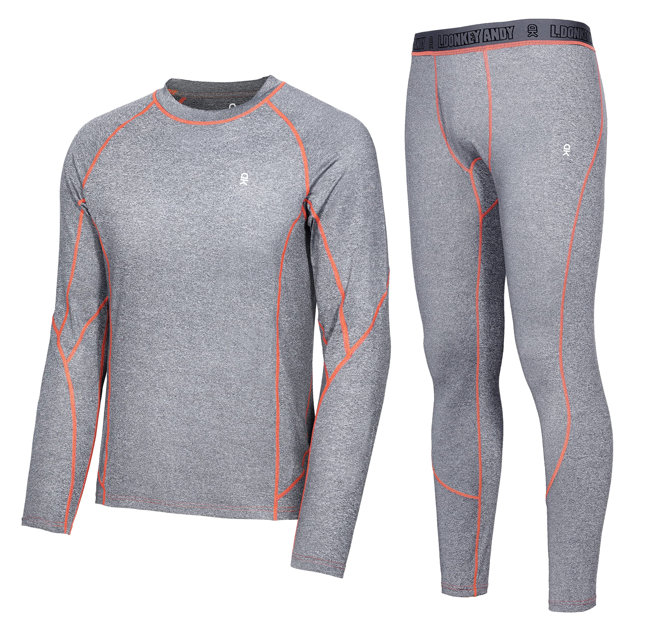 Little Donkey Andy Men's Thermal Underwear Set Performance Base Layer Wicking Active Long Johns Top & Bottom with Fly Gray XL