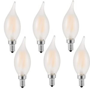 amdtu e12 60 watt equivalent frosted led candelabra bulb candle ca10 chandelier light dimmable small base, ideal for dining rooms, living rooms, and porch, long-lasting light for cozy indoor settings