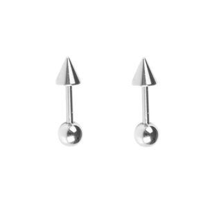 minimalist spike stud earrings for women men stainless steel cool tiny cartilage helix tragus 16g screw back piercing studs hypoallergenic sensitive ears birthday jewelry gifts bff (silver)