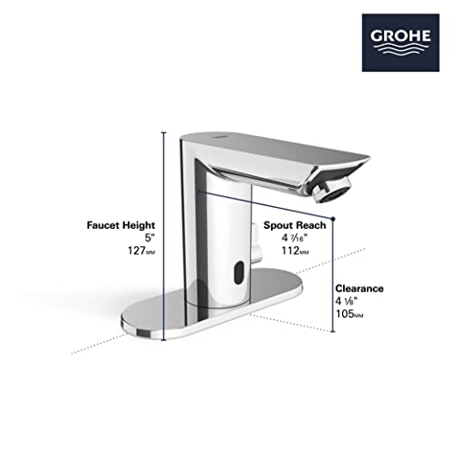 Grohe 36466000 Baucosmopolitan E Touchless Electronic Faucet with Temperature Control Lever, Battery-Powered