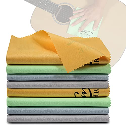 Hricane Guitar Cloths Ultrafine fiber suede (8-Pack 12"x12") Plush Polishing Cloths for Musical Instruments Premium Polishing & Cleaning Cloths for Guitar Violin Piano Clarinet Trumpet Sax Universal