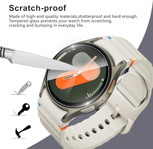 KIMILAR 4 Pack Galaxy Watch 7 / Galaxy Watch 6/5/4 Screen Protector 40mm, Waterproof Tempered Glass Screen Protector Cover Compatible with SAMSUNG Galaxy Watch 7/6/5/4 40mm Smartwatch