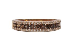 tishya jewellers 1.5ct chocolate & white diamond wedding anniversary band ring 14k rose gold over (7)