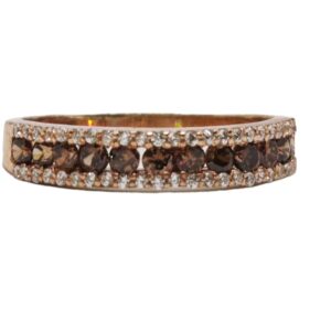 Tishya Jewellers 1.5Ct Chocolate & White Diamond Wedding Anniversary Band Ring 14K Rose Gold Over (7)