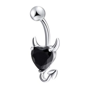 devil heart belly button rings navel rings steel bar stud belly navel piercing jewelry