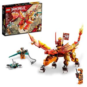 lego ninjago kai’s fire dragon evo toy 71762 for kids with cobra & boa snake warrior figures and kai minifigure, collectible mission banner series