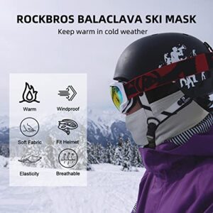 ROCKBROS Cold Weather Balaclava Ski Mask for Men Windproof Thermal Winter Scarf Mask Women Neck Warmer Hood for Cycling Grey