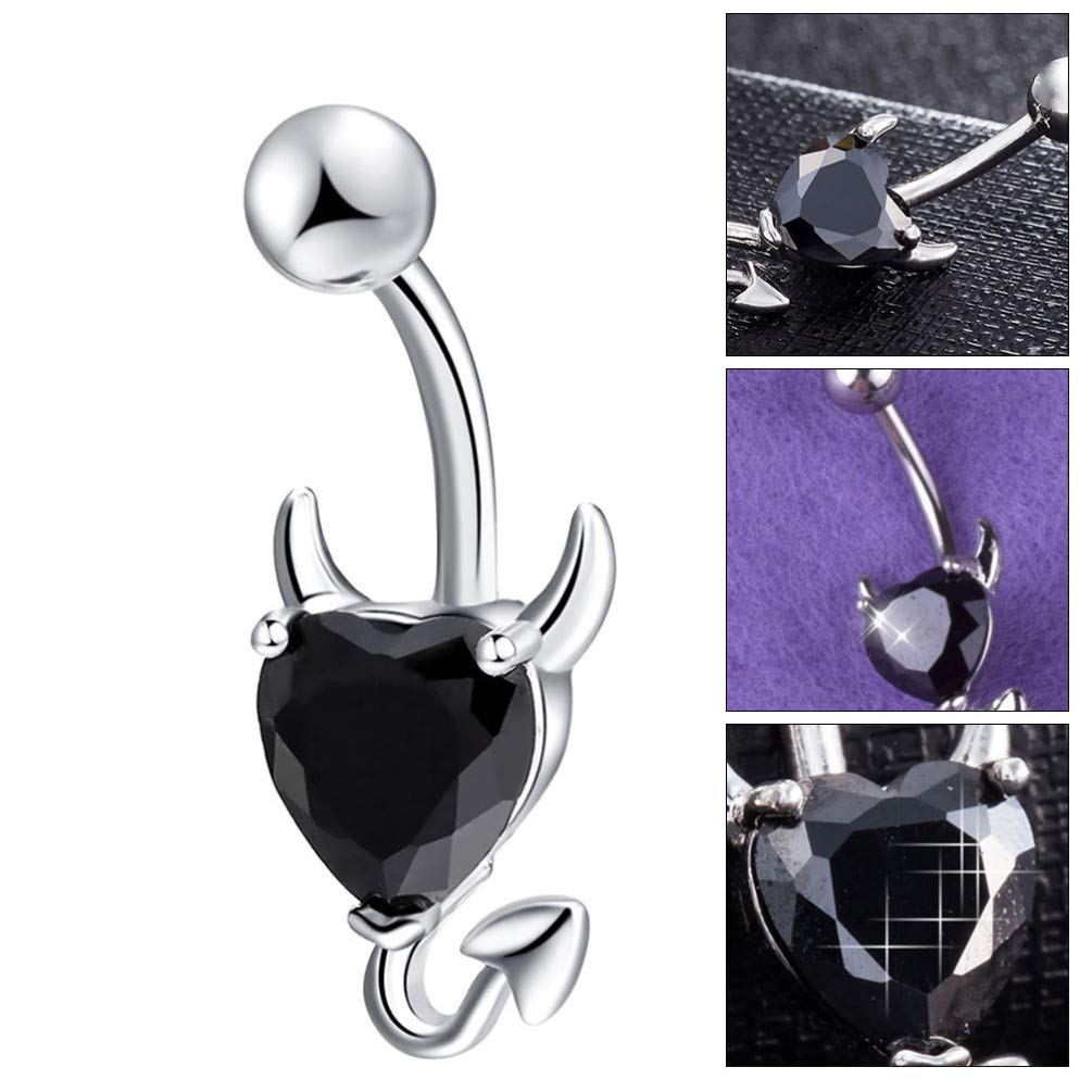 Devil Heart Belly Button Rings Navel Rings Steel Bar Stud Belly Navel Piercing Jewelry