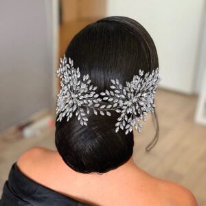 haipei bridal wedding hair comb wedding headpiece for bride rhinestone wedding headband crystal hair accessories for women and girls (silver), one size