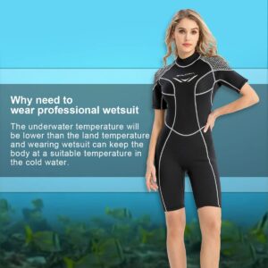 GoldFin Women Shorty Wetsuit, 3mm Neoprene Wet Suits Back Zip Surfing Diving Swimming Snorkeling