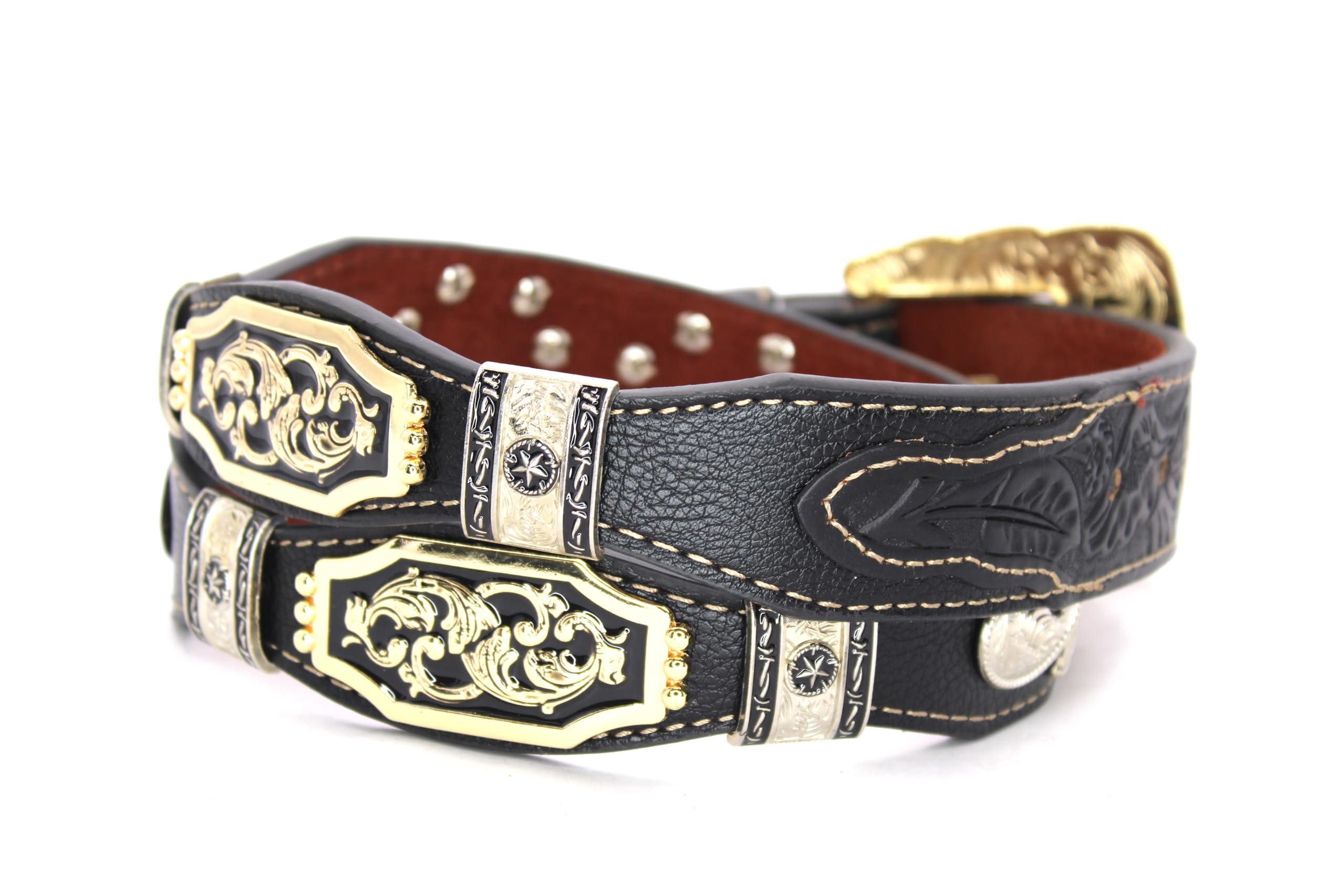 West Star Texas Mens Women Western Cowboy Thick Leather Belt Longhorn Horse Rooster Cowboy Prayer Sheriff Star Emblem 111E Rooster BK Floral L