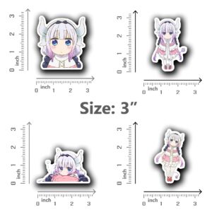 Alexiss Miss Kobayashi's Dragon Maid Kanna Kamui Funny Sticker for Phone, Laptop, Skateboard, Car, Pack 4 Pcs Size 3In