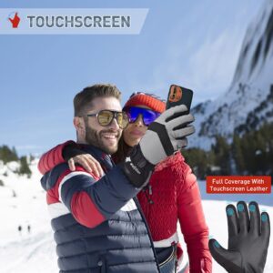 WOLFILIST Ski Gloves Waterproof Windproof - 3M Thinsulate Insulated Warm Snow Gloves, Snowboard Gloves with Zipper Pocket, Touchscreen Winter Gloves for Men Women