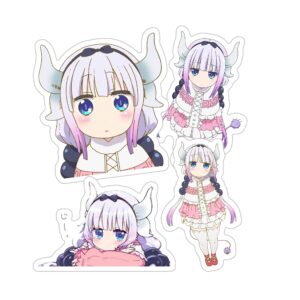 alexiss miss kobayashi's dragon maid kanna kamui funny sticker for phone, laptop, skateboard, car, pack 4 pcs size 3in