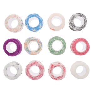 12pcs finger goon tape outdoor tape elastic self adherent wrap finger wrap support gauze tape self-adhesive tapes for finger wristband finger guard non-woven fabric student