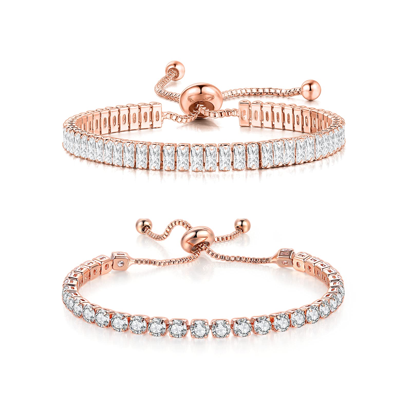 UPBOUT 18K Rose Gold Plated Tennis Bracelet Set AAAA Cubic Zirconia Trendy Bracelets For Women | Classic Jewelry For Wife, Girl, Mother, Sister, Teen