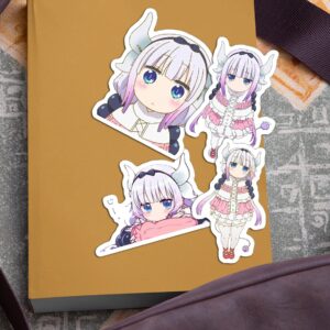 Alexiss Miss Kobayashi's Dragon Maid Kanna Kamui Funny Sticker for Phone, Laptop, Skateboard, Car, Pack 4 Pcs Size 3In