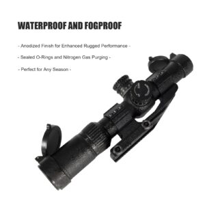 FalconOptics Rifle Scope 1-4x24 - Second Focal Plane SFP - Mil Dot Reticle with Red Illumination - 30mm Tube - Hunting Shooting - Black