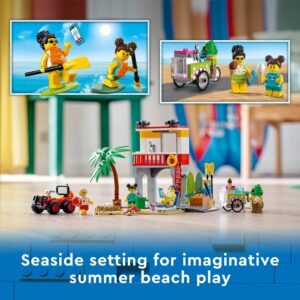 LEGO City Beach Lifeguard Station 60328 Building Kit for Ages 5+, with 4 Minifigures and Crab and Turtle Figures (211 Pieces)