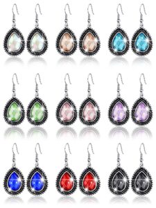 mtlee 9 pairs boho dangle earrings set pearl drop crystal earrings for women teardrop earrings rainbow earrings