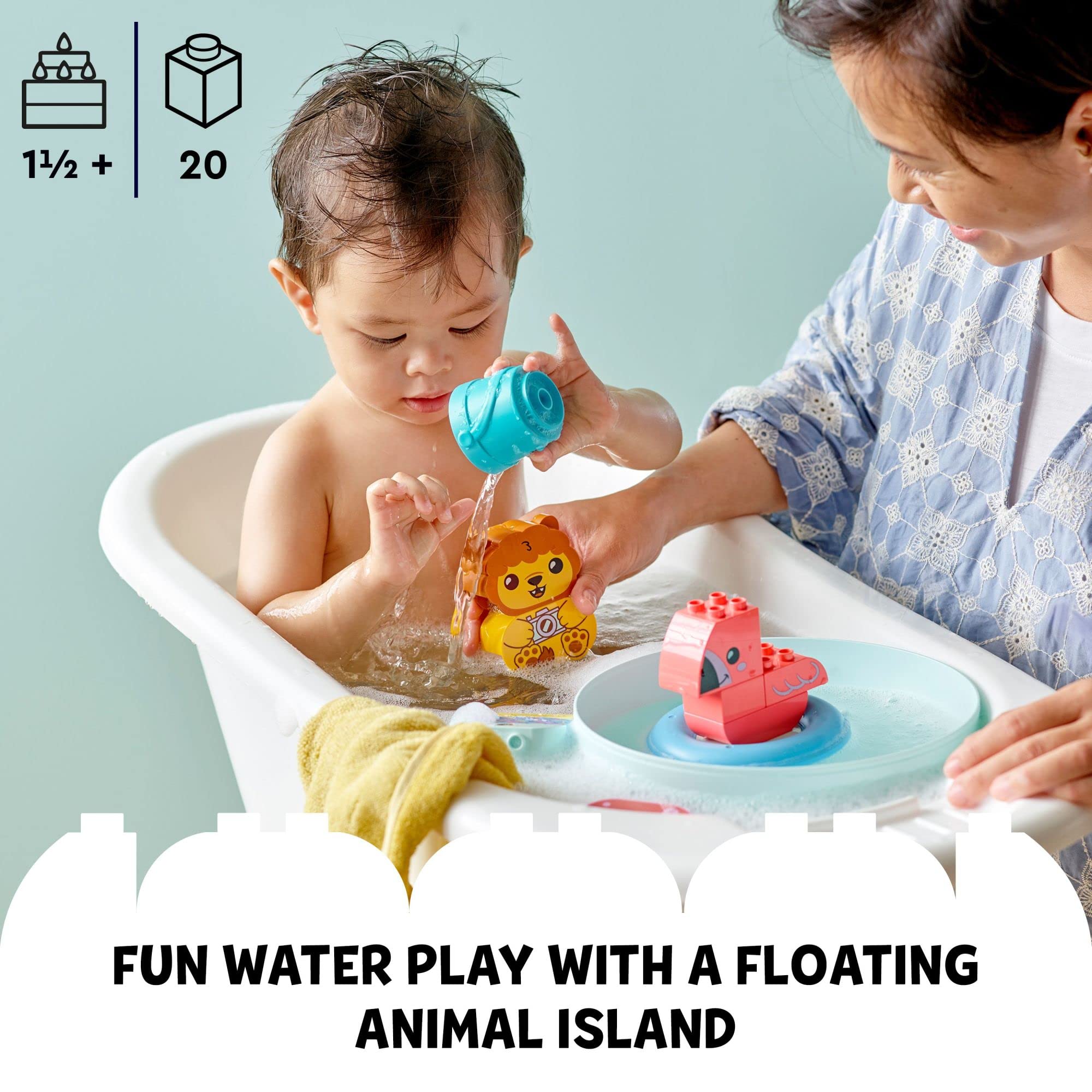 LEGO DUPLO Bath Time Fun: Floating Animal Island 10966 Bath Toy for Babies and Toddlers 1.5 Plus Years Old, Baby Bathtub Water Toys, Easy to Clean