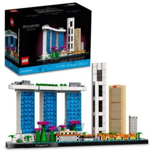 lego architecture singapore 21057 building set - skyline collection, architecture construction model for home and office décor, gift idea for adults