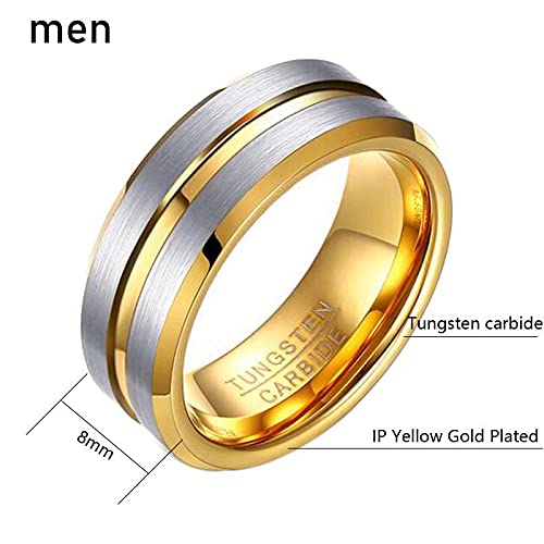 Ringcrown 2 Rings Couple Rings Matching Ring Bridal Sets 10kt Gold Plated AAA Cz Womens Wedding Ring Wing Ring Tungsten Man Wedding Bands