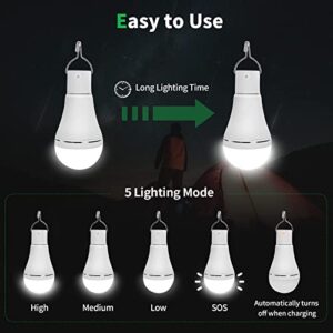 4 Pack Portable Emergency LED Bulbs, Afoskce USB Rechargeable Camping Light with Remote Timer, 5 Lighting Modes, with Hook, 1500mAh Smart Light Bulbs for Emergency, Camping, Hiking, Hurricane Outage