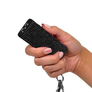 guard dog security mini stun gun keychain - stun gun with led flashlight - usb rechargeable (black)