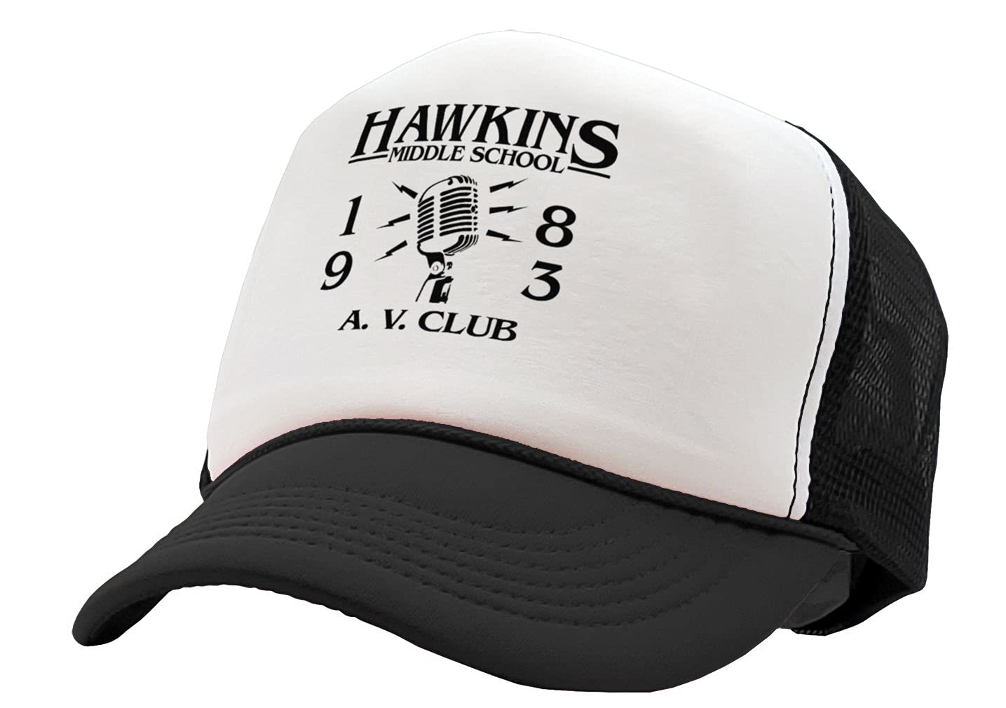 Hawkins Middle School - AV Club - Stranger - Vintage Retro Style Trucker Cap Hat (Black)