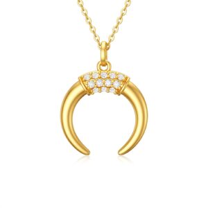 sisgem 14k real gold moon pendant necklace for women,i love you to the moon and back,yellow gold half moon necklaces,anniversary present for her wife mom 16''+2''