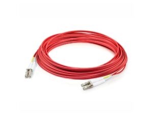 2m lc (male) to lc (male) straight red om3 duplex ofnr (riser-rated) laser optimized multi-mode fiber (lomm) taa compliant patch cable