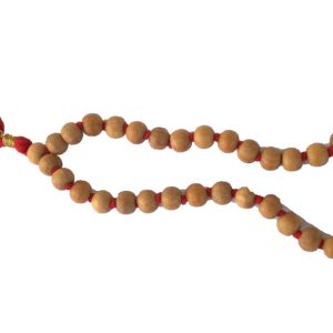 GRI9 8MM Tulsi mala Beads Necklace Holy Basil 108 + 1 Beads Ram Japa Prayer Mala Energized 108 Hindu Tibetan Buddhist Rosary for Chanting Mantra (Red Tessel)