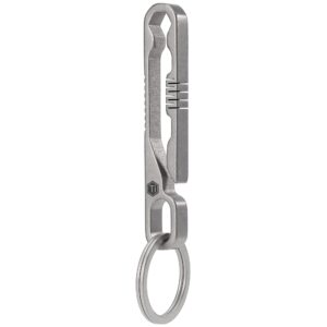 keyunity km07 titanium keychain pocket clip, 2-in-1 key ring holder for belt with hex bit driver, portable hanging buckle for men & women everyday carry (sandblasted)