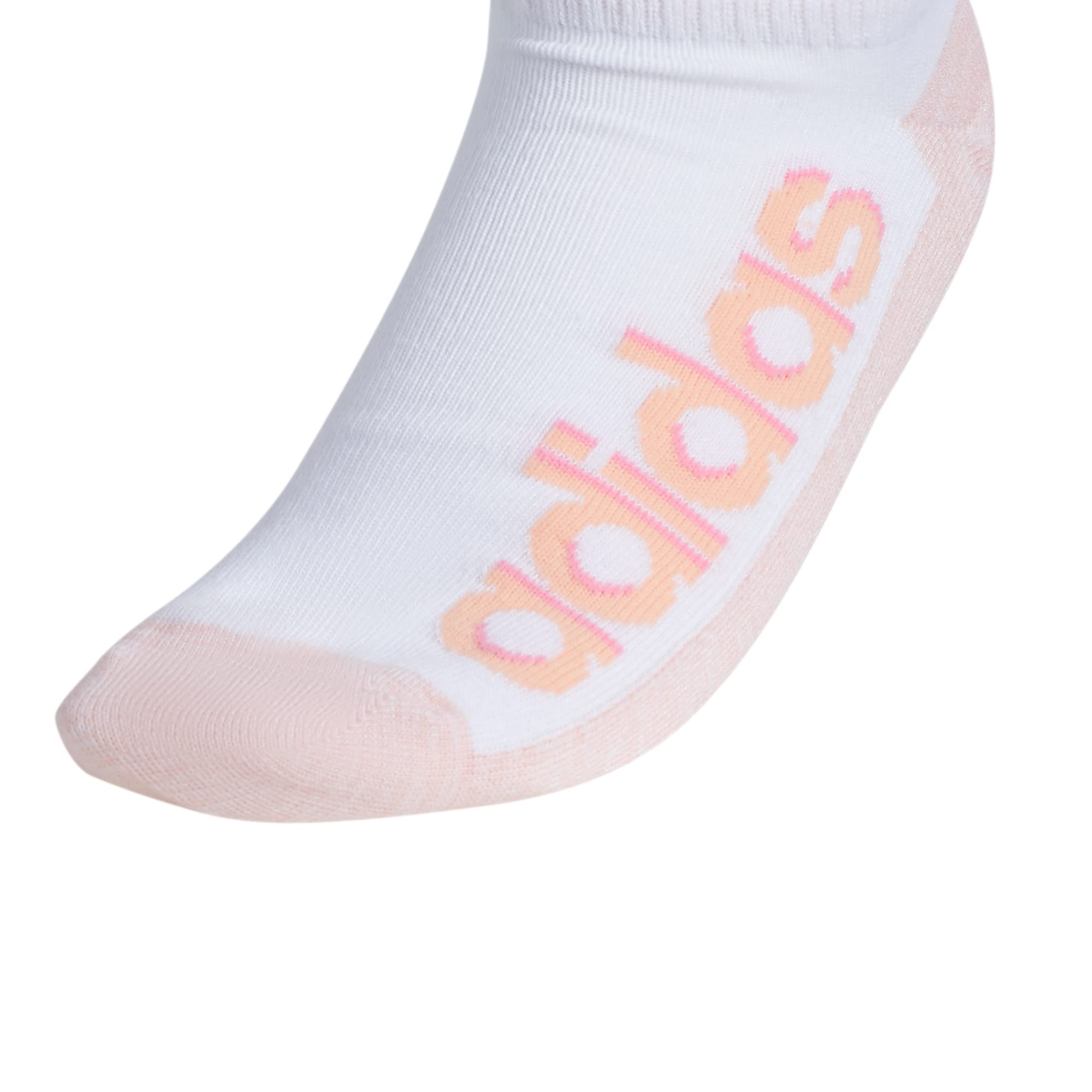 adidas Women's Superlite Linear 3.0 No Show Socks (6-Pair), White/Bliss Pink/Clear Onix Grey, Medium