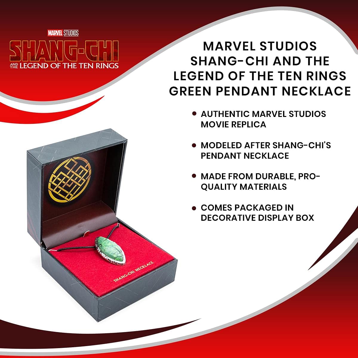 SalesOne LLC Marvel Studios Shang-Chi and the Legend of the Ten Rings Green Pendant Necklace Authentic Prop Replica, Cosplay Costume Accessories | MCU Superhero Comic Book Gifts And Collectibles