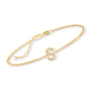 Ross-Simons B - Diamond-Accented Initial Bracelet in 18kt Gold Over Sterling. 7 inches