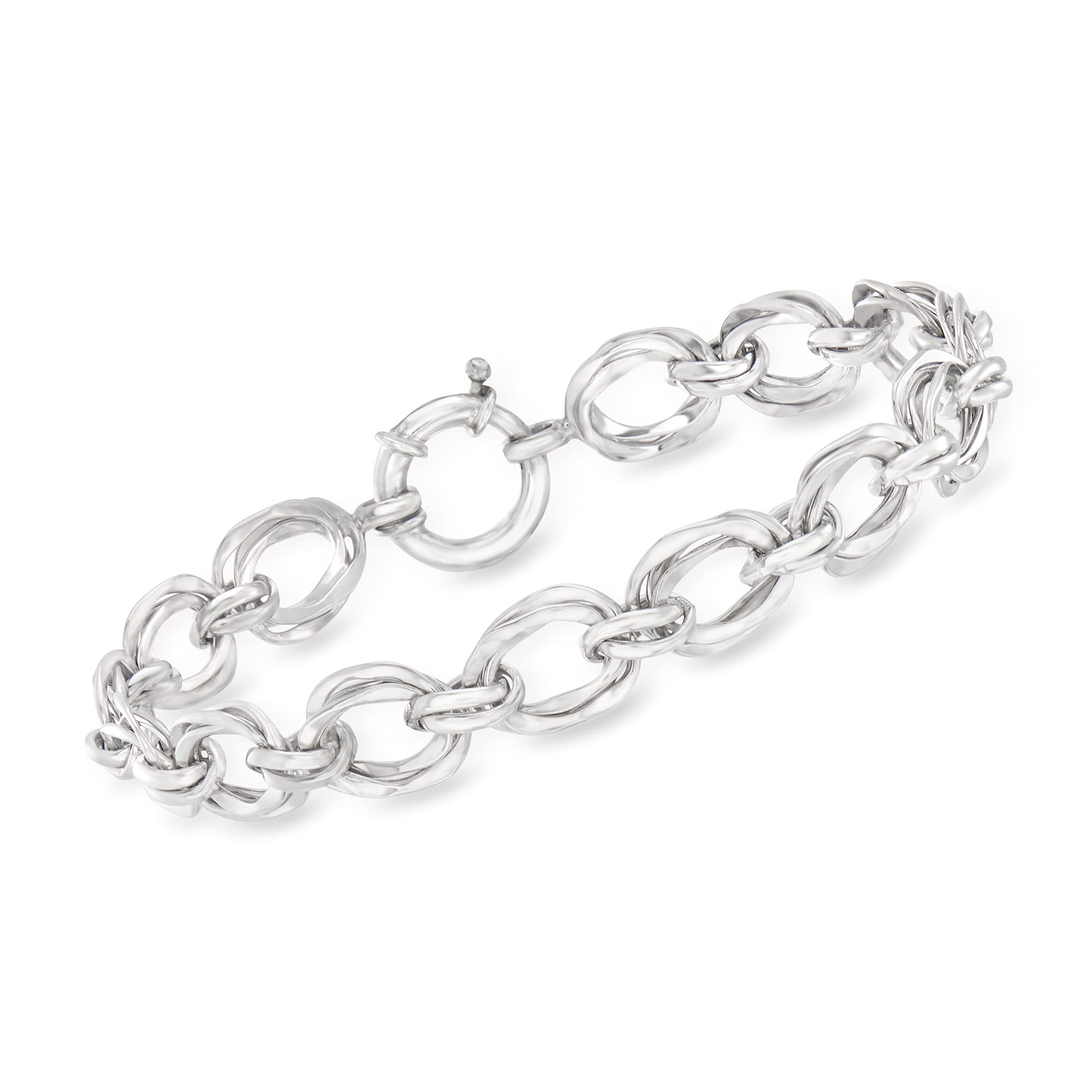 Ross-Simons Sterling Silver Double-Oval Link Bracelet. 8 inches