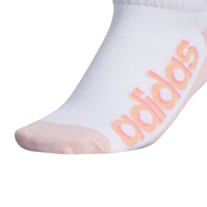 adidas Women's Superlite Linear 3.0 No Show Socks (6-Pair), White/Bliss Pink/Clear Onix Grey, Medium